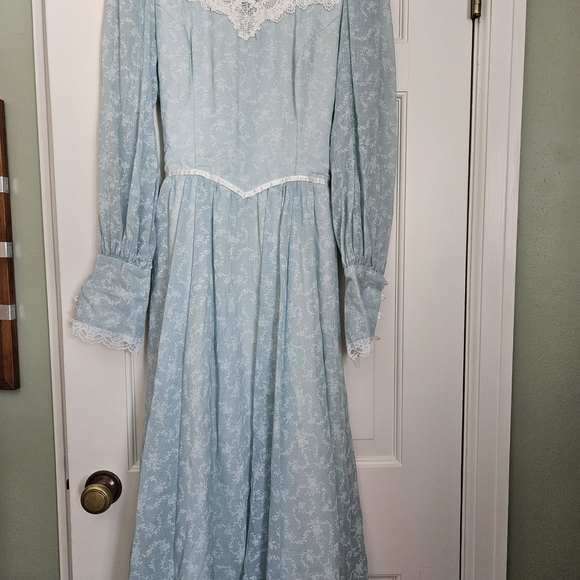 Gunne Sax | Dresses | Gunne Sax Light Blue Lace Trim Dress | Poshmark